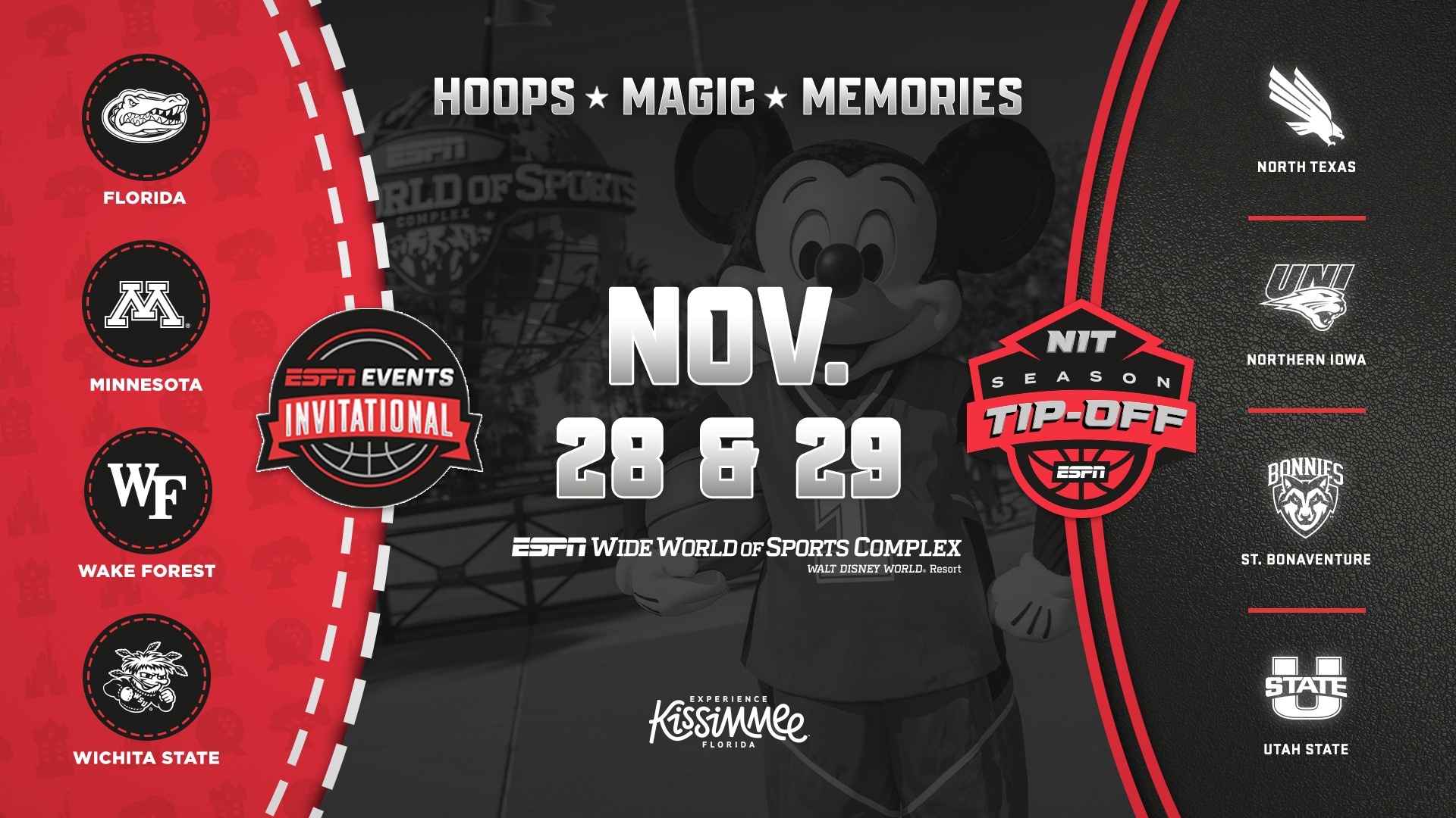 Fields Revealed for 2024 ESPN Events Invitational and NIT Season Tip-Off at Walt Disney World ...